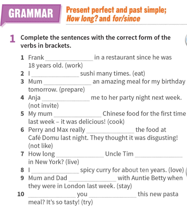 UNIT 10 GRAMMAR PAG 42. Interactive worksheet | TopWorksheets