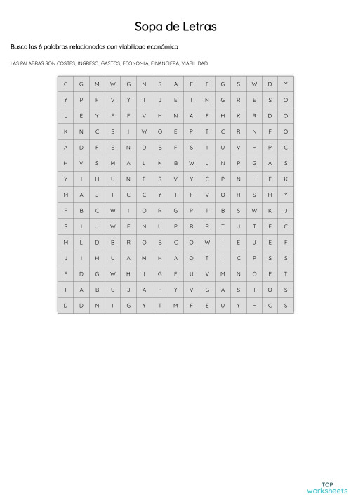 Sopa de Letras. Ficha interactiva | TopWorksheets