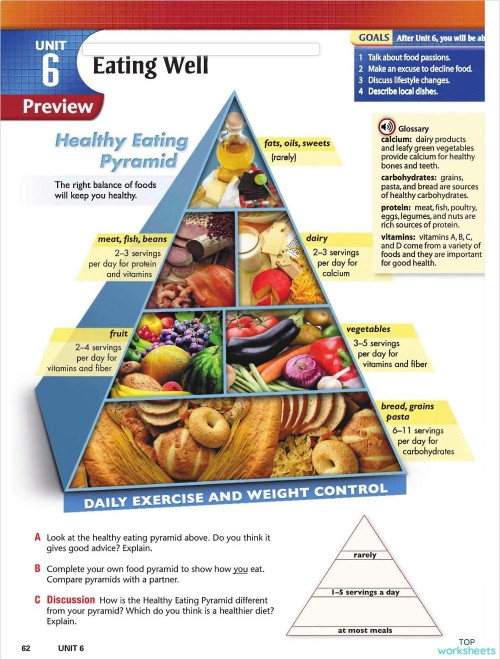 LESSON PREVIEW.- EATING WELL. Interactive worksheet | TopWorksheets