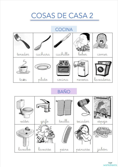 Cosas de casa 2. Ficha interactiva | TopWorksheets