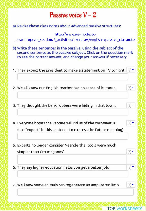 Passive voice V - 2. Interactive worksheet | TopWorksheets