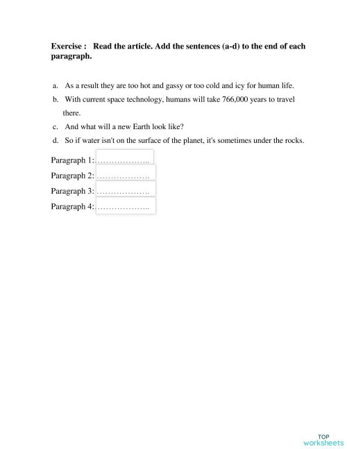 reading - earth. Interactive worksheet | TopWorksheets