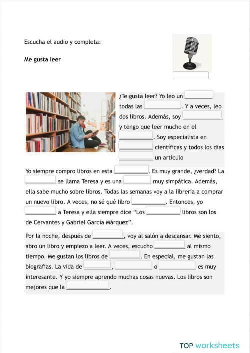 Comprensión oral. Ficha interactiva | TopWorksheets