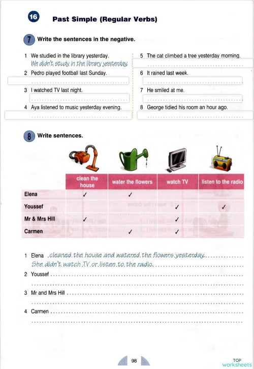 Tenses - Past Simple (-, ?). Interactive worksheet | TopWorksheets