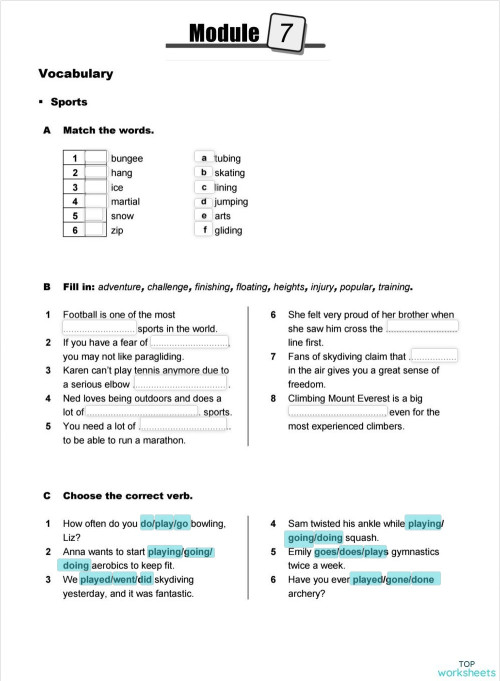 On Screen B2 Module 7 Test. Interactive worksheet | TopWorksheets