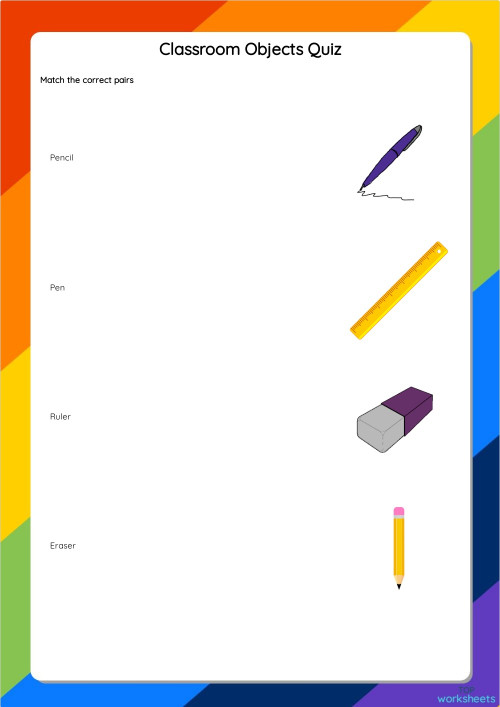 Classroom Objects Quiz. Interactive worksheet | TopWorksheets