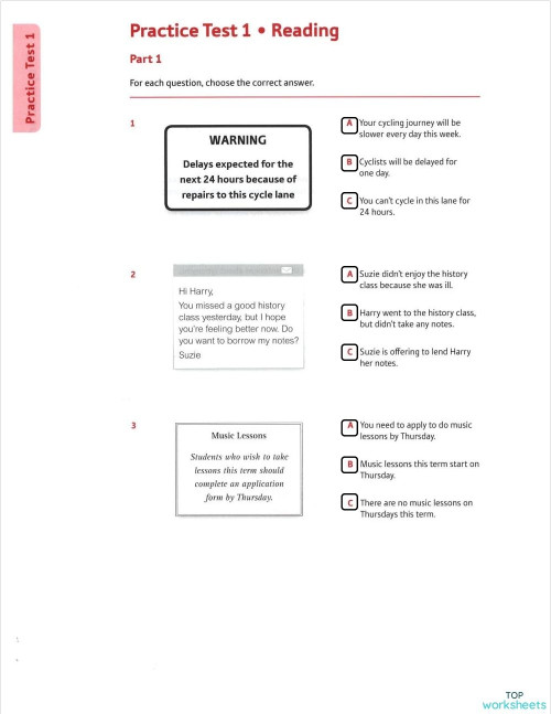 B1 - Exam Trainer - Test 1 - Reading. Interactive worksheet | TopWorksheets