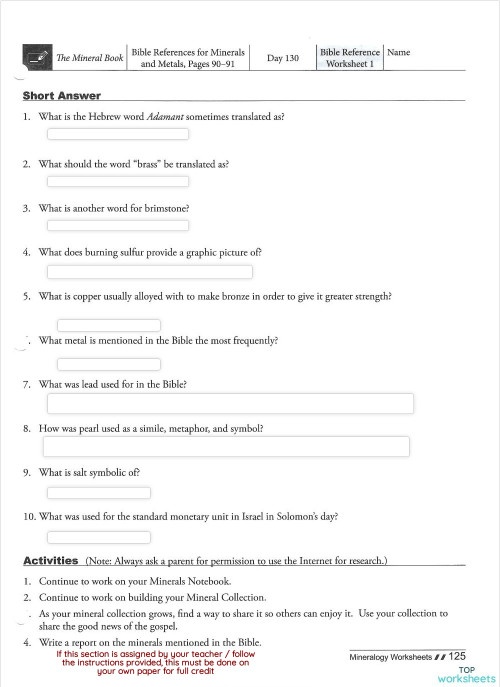 Bible Reference: Pg 125 Worksheet 1. Interactive worksheet | TopWorksheets