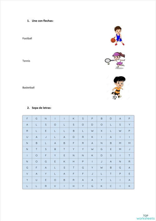 Sports at school. Interactive worksheet | TopWorksheets