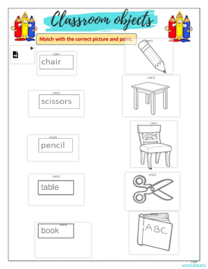 classroom objects. Ficha interactiva | TopWorksheets