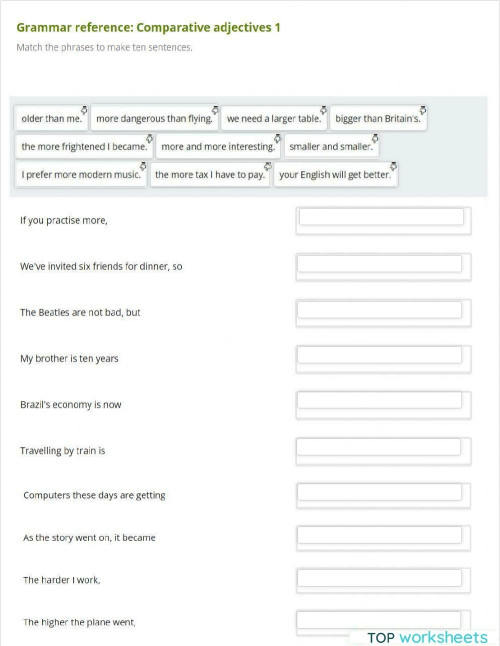 comparatives. Interactive worksheet | TopWorksheets