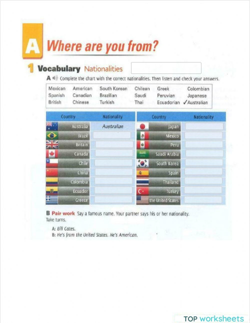 Country. Interactive worksheet | TopWorksheets