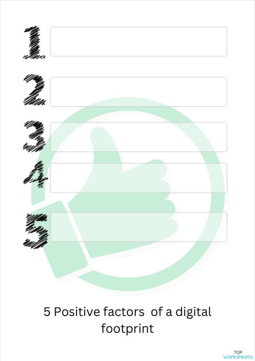 5 Postitive factors of a digital footprint 1. Interactive worksheet ...