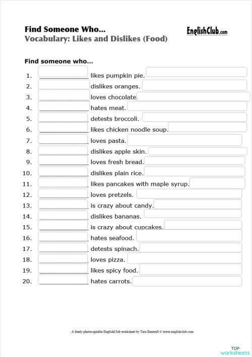 Find someone who.... Interactive worksheet | TopWorksheets