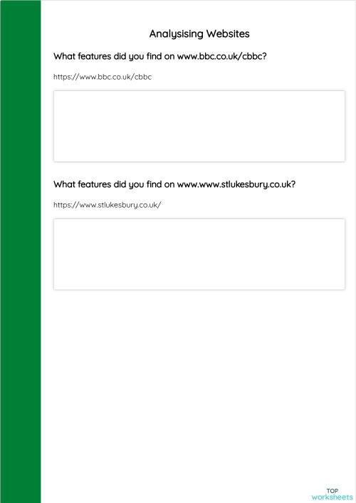 Analysising Websites. Interactive worksheet | TopWorksheets