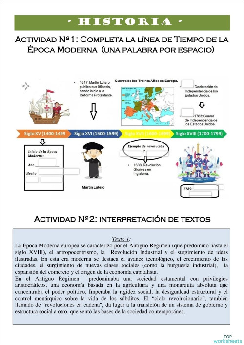 Historia universal: fichas interactivas y ejercicios online | TopWorksheets