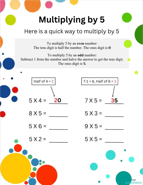 Multiplying by 5. Interactive worksheet | TopWorksheets