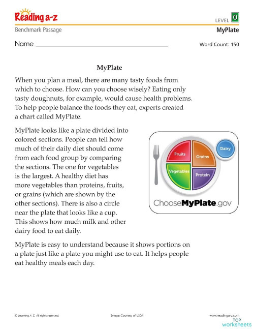 Level O: My plate. Interactive worksheet | TopWorksheets