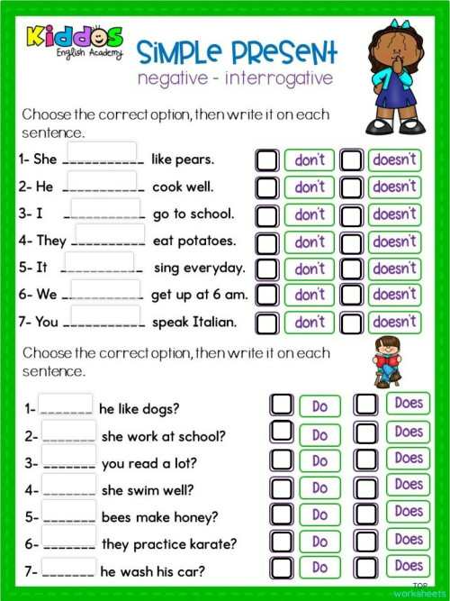 Simple Present: interactive worksheets and online exercises | TopWorksheets