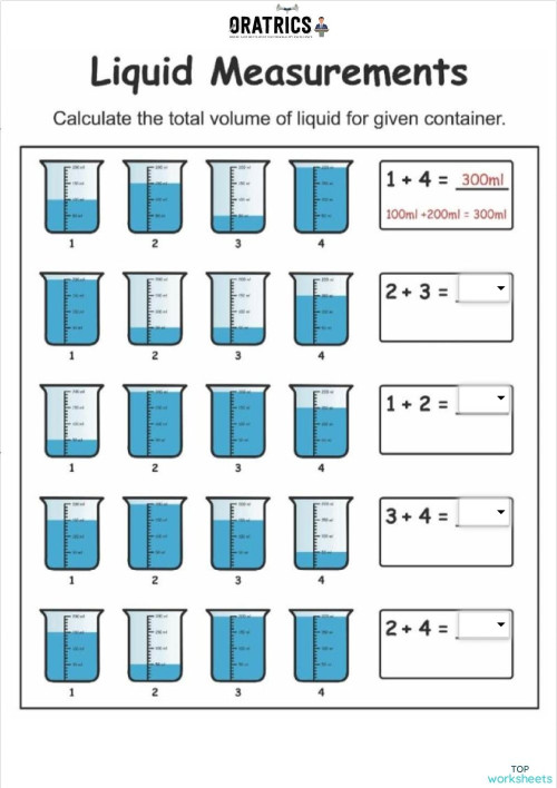 Capacity: interactive worksheets and online exercises | TopWorksheets