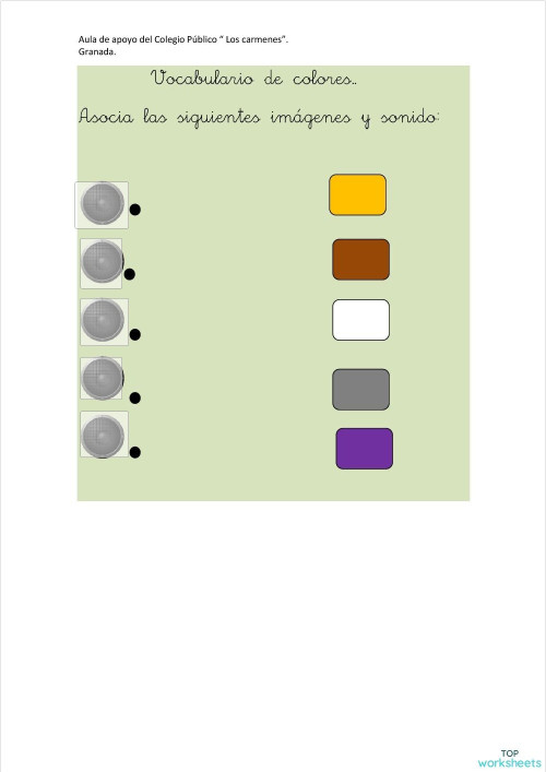 vocabulario de colores 2. Ficha interactiva | TopWorksheets