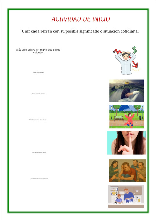 REFRANES: fichas interactivas y ejercicios online | TopWorksheets