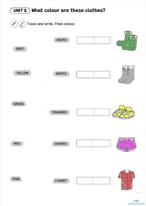 CLOTHES AND COLOURS. Interactive worksheet | TopWorksheets