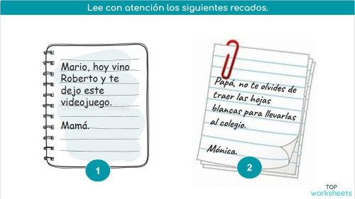 EL recado - ejercicios. Ficha interactiva | TopWorksheets