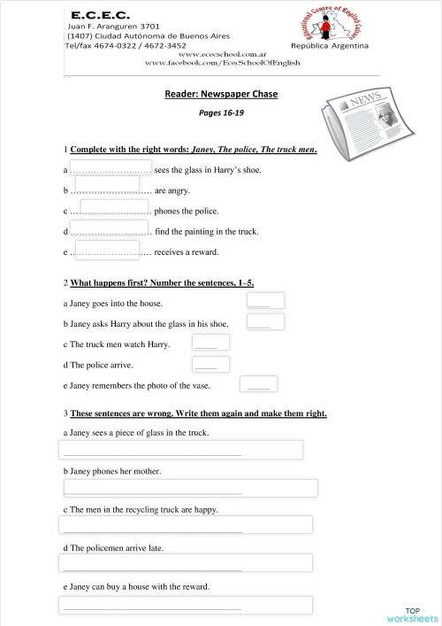 Reader/Pages 16-19. Interactive worksheet | TopWorksheets