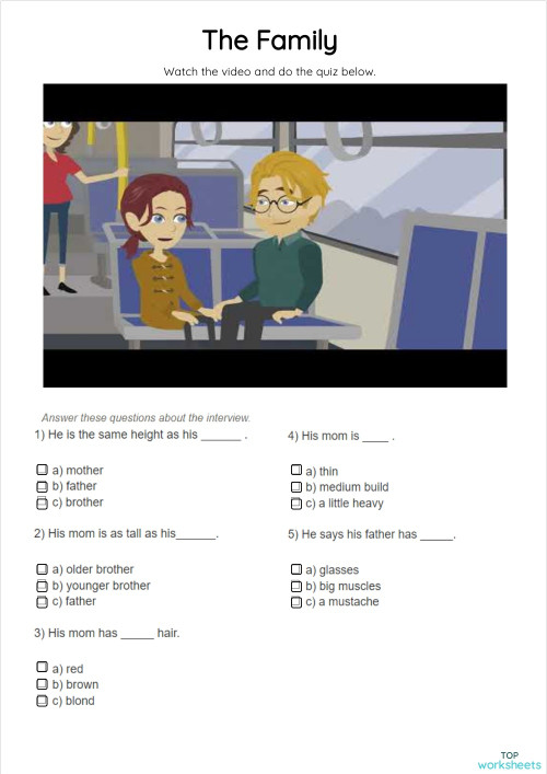 The Family. Interactive worksheet | TopWorksheets