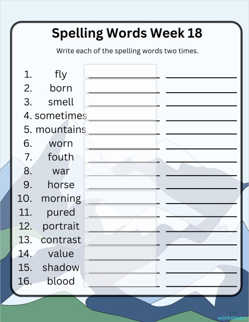 Spelling Words 18.1. Interactive worksheet | TopWorksheets