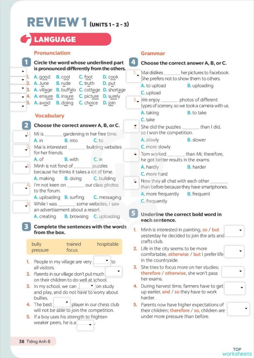 Global 8: Review Unit 1-3. Interactive worksheet | TopWorksheets