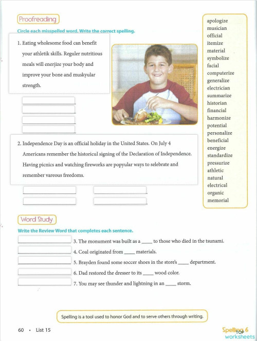 List 16: Proofreading Pg 64. Interactive worksheet | TopWorksheets