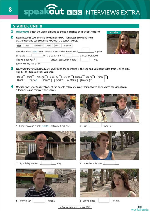 Holidays Interviews - Unit 8. Interactive worksheet | TopWorksheets