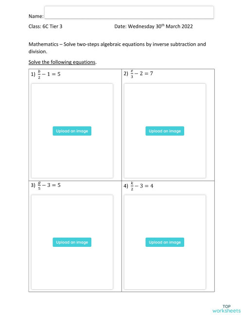 SOLVING ALGEBRAIC EQUATIONS. Interactive worksheet | TopWorksheets