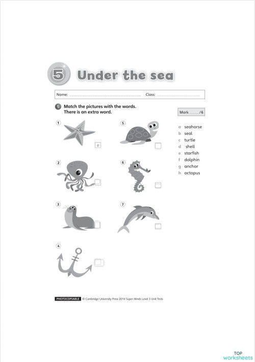 Under the sea practice test. Interactive worksheet | TopWorksheets