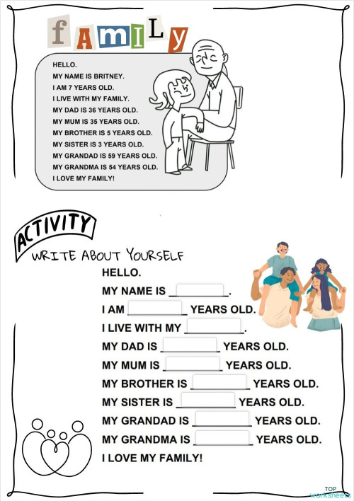 MY FAMILY READING. Interactive worksheet | TopWorksheets