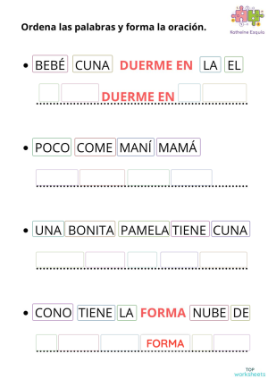 Formar oraciones. Ficha interactiva | TopWorksheets