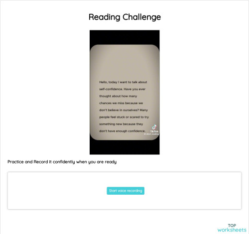 Reading Challenge. Interactive worksheet | TopWorksheets