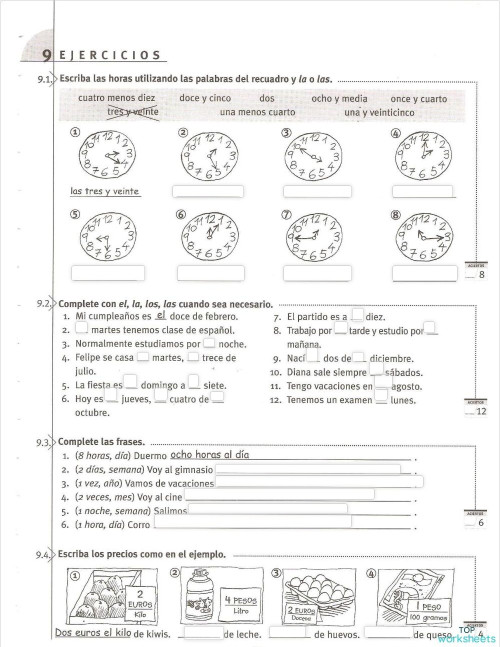 Artículos con expresiones de tiempo. Ficha interativa | TopWorksheets