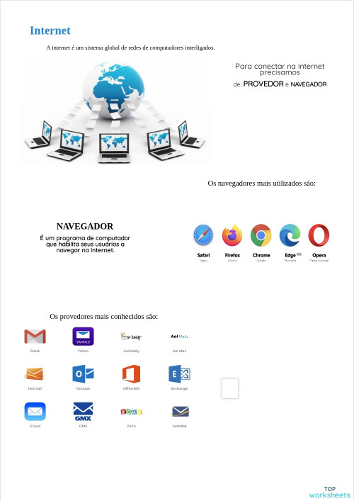 Sobre a Internet. Ficha interativa | TopWorksheets