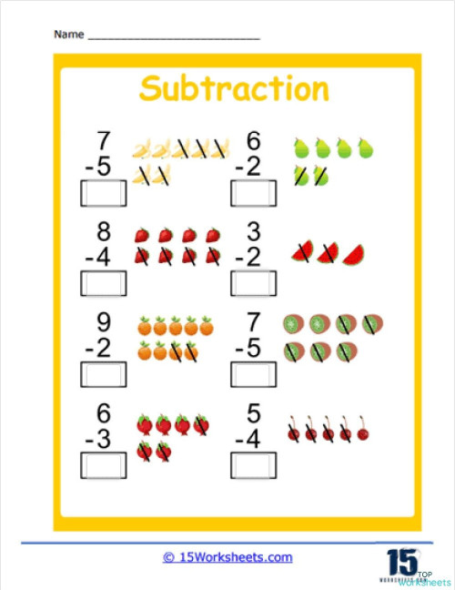 Subtract Within 10 Worksheet 1. Interactive worksheet | TopWorksheets