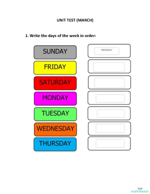 March Test. Interactive worksheet | TopWorksheets
