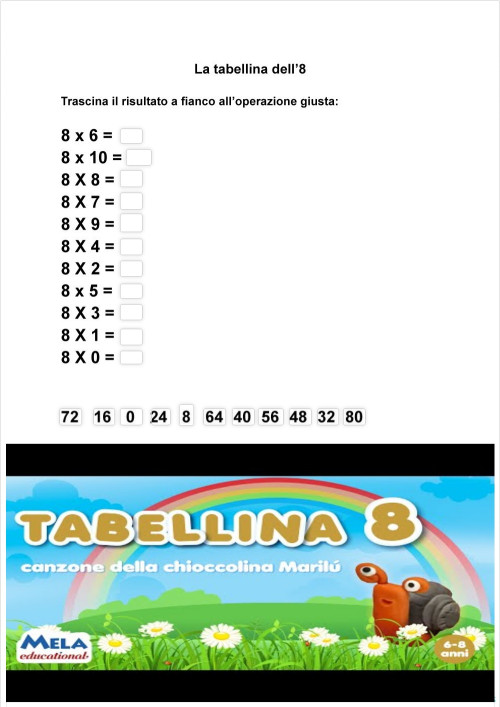 LA TABELLINA DELL'8. Scheda interattiva | TopWorksheets