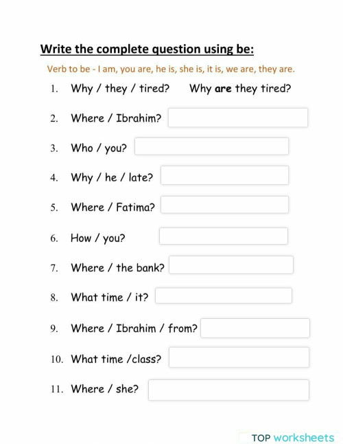 Be Questions with WH. Interactive worksheet | TopWorksheets