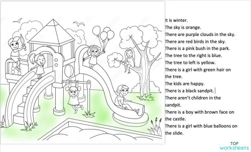 Read the text and color in the picture. Interactive worksheet ...