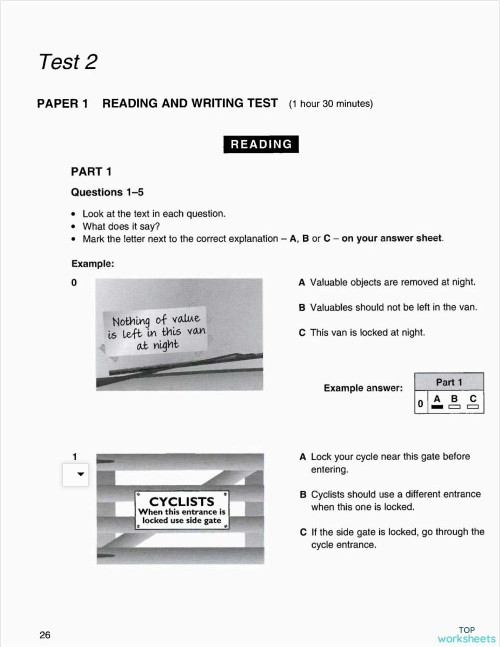 Reading Writing_Q4_T1_R_P1 3 4 5 (Part 1). Interactive worksheet | TopWorksheets