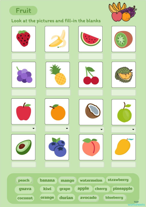 fruit fit four five. Interactive worksheet | TopWorksheets