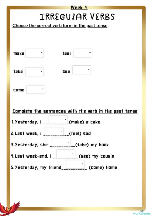 irregular verbs week 4. Interactive worksheet | TopWorksheets