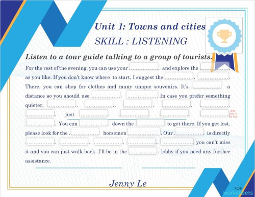 GRADE 6 - UNIT 1 - LIS1. Bài tập tương tác | TopWorksheets